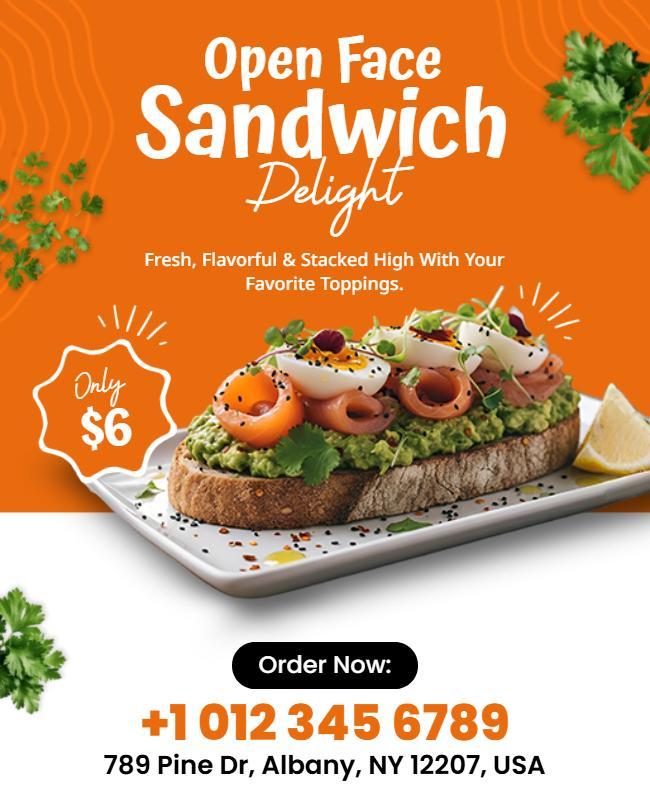 Open Face Sandwich Promotion Flyer Template
