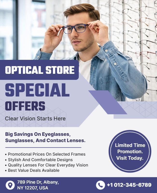 Optical Eyewear Store Offer Promotion Flyer Template