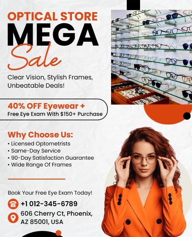 Optical Store Mega Sale Promotional Flyer Template