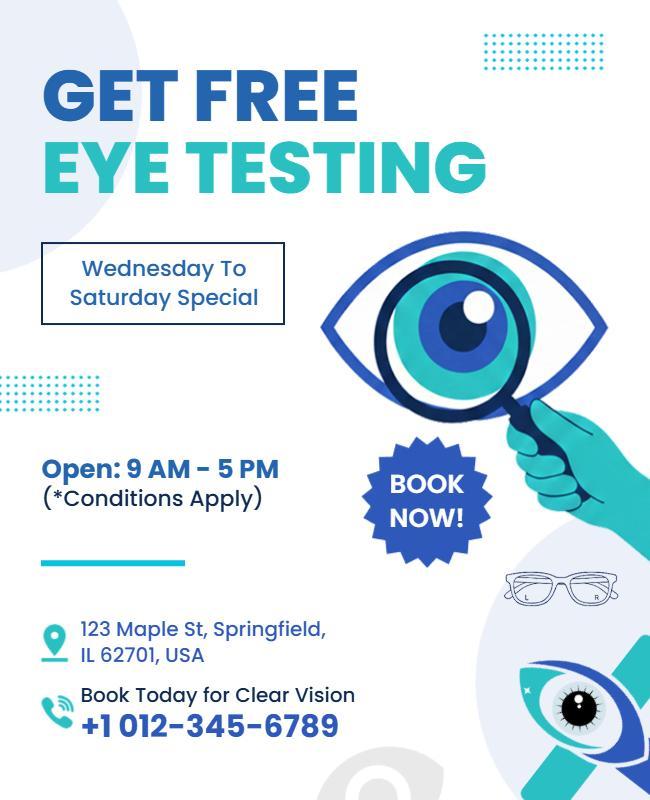 Optometry Clinic Eye Test Promotion Flyer Template