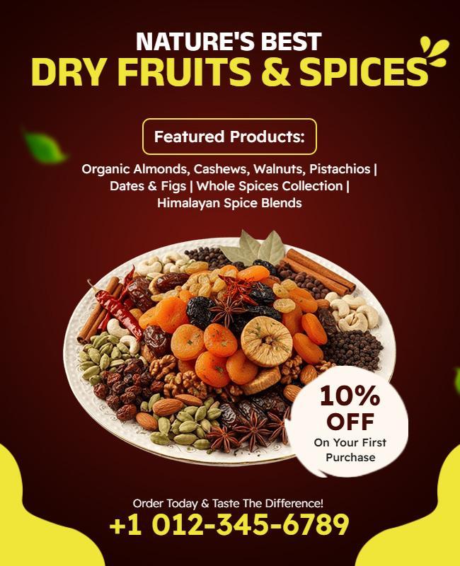 Organic Dry Fruits and Spices Promotion Flyer Template