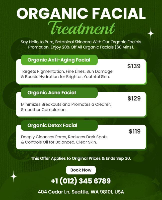 Organic Facial Treatment Promotional Flyer Template