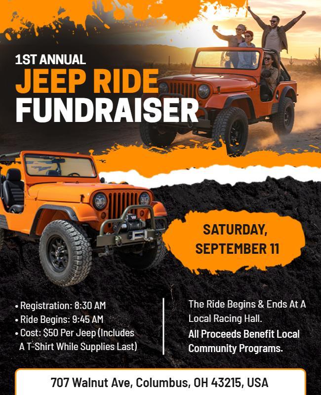 Outdoor Jeep Ride Fundraiser Promotional Flyer Template