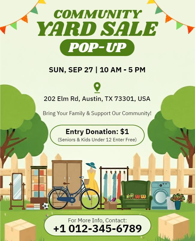 Outdoor Pop-up Yard Sale Announcement Flyer Template