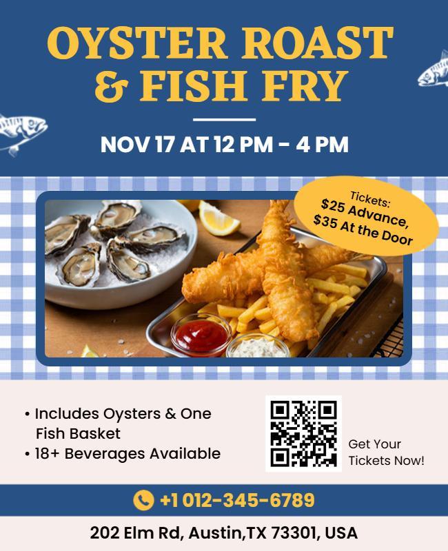Oyster Roast and Fish Fry Event Flyer Template