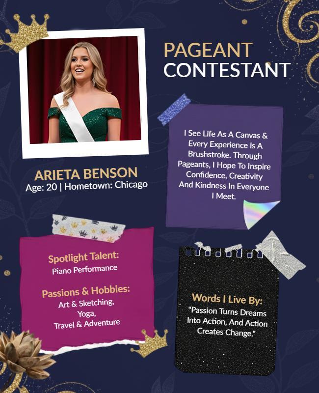 Pageant Contestant Spotlight Introduction Flyer Template
