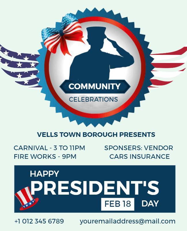 Patriotic Community Celebrations for President's Day Poster Template