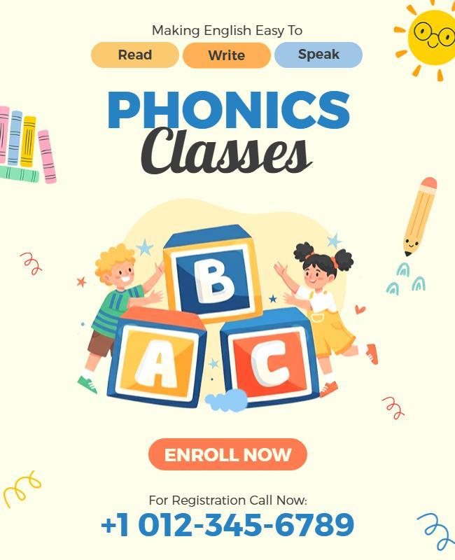 Phonics Classes Educational Flyer Template