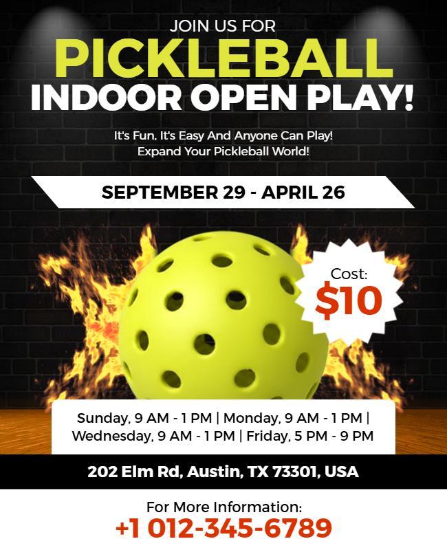 Pickleball Indoor Open Play Event Flyer Template