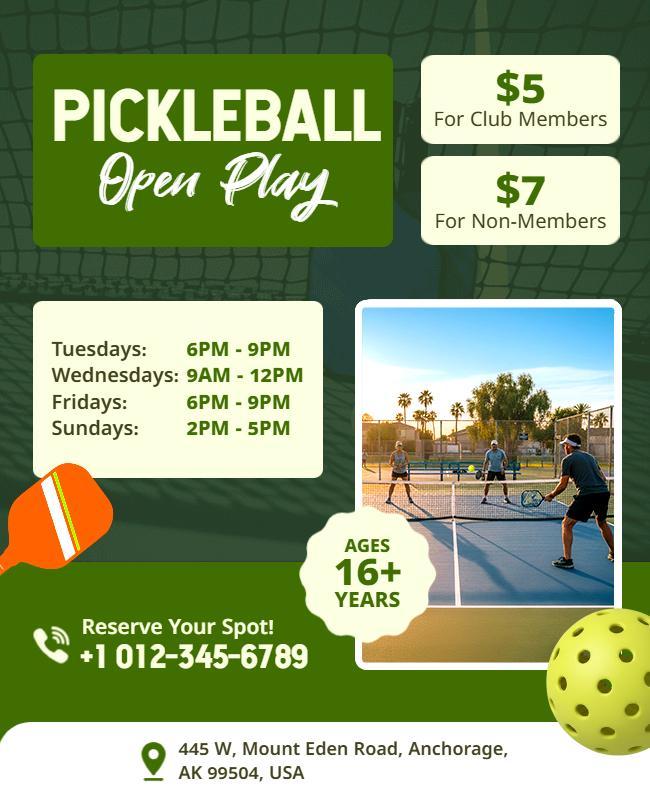 Pickleball Open Play Event Flyer Template