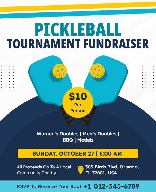 Pickleball Tournament Fundraiser Event Flyer Template