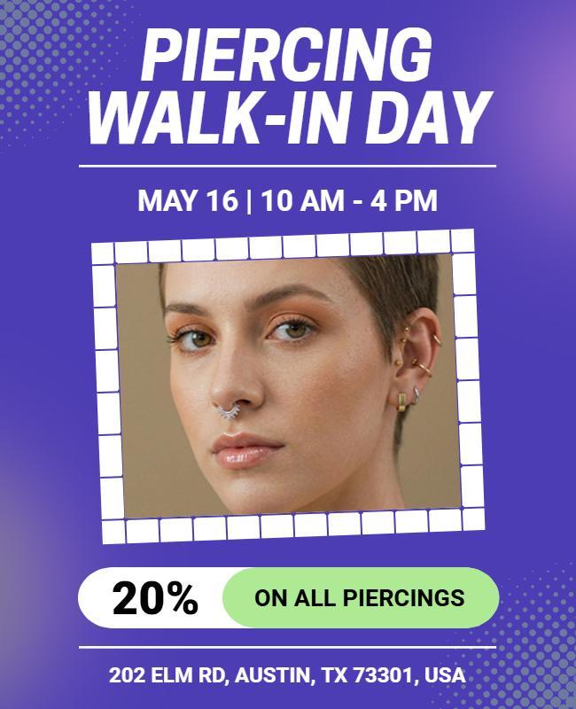 Piercing Walk-in Day Promotional Flyer Template