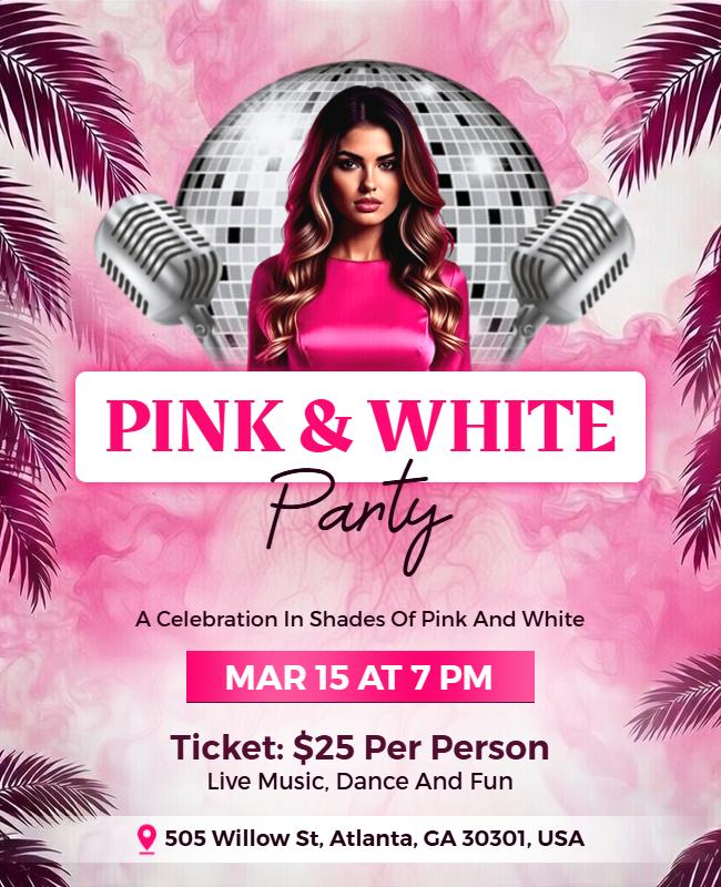 Pink and White Party Celebration Flyer Template