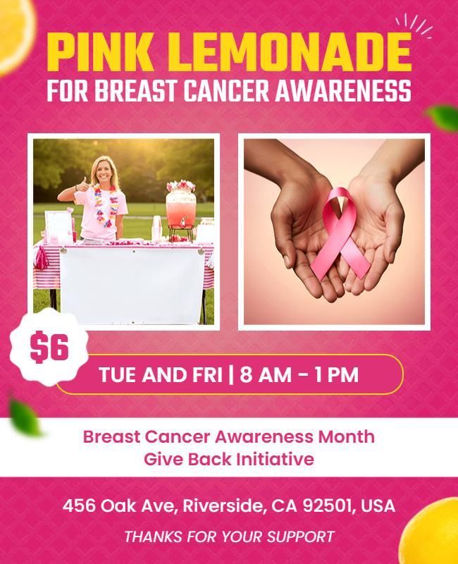 Pink Lemonade Breast Cancer Awareness Flyer Template