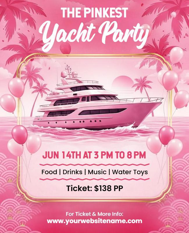 Pink Yacht Party Celebration Flyer Template