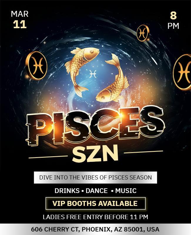 Pisces Season Party Flyer Template