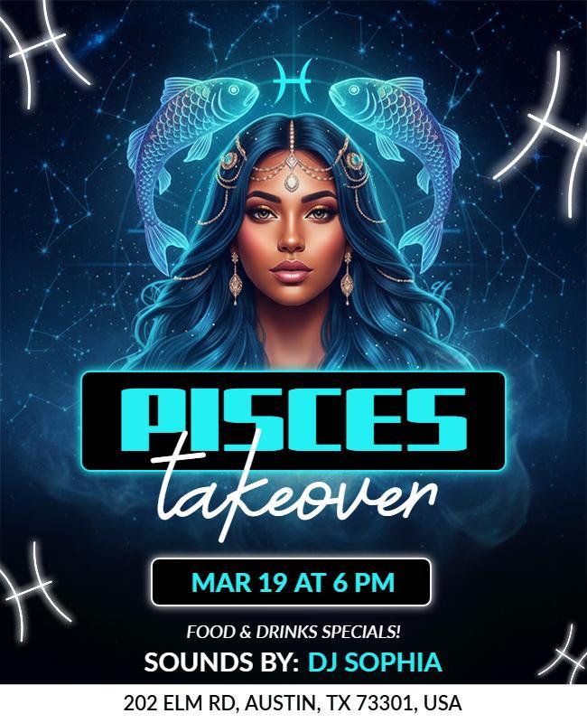 Pisces Takeover Party Flyer Template