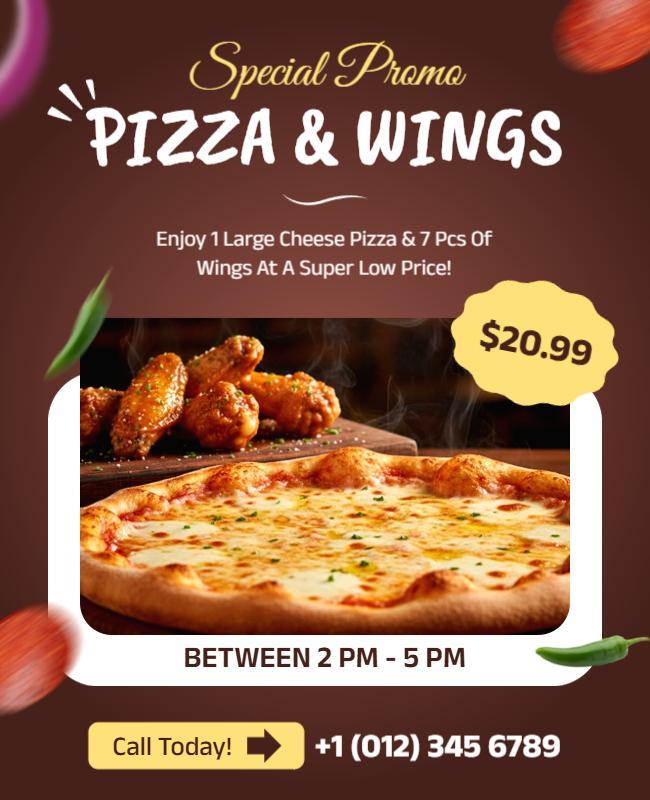 Pizza and Wings Special Promotion Flyer Template
