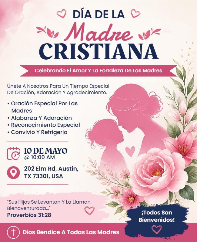 Plantilla De Folleto Para La Celebración Cristiana Del Día De La Madre