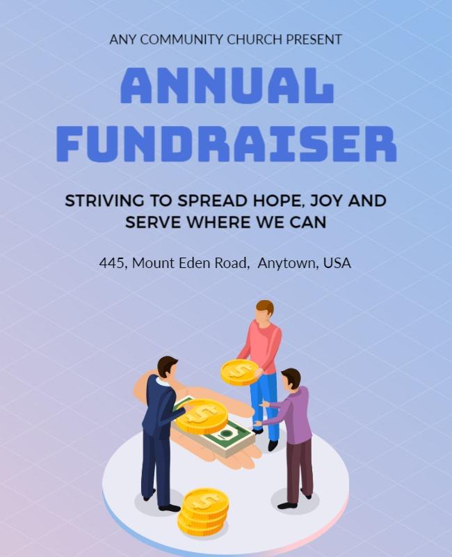 Playful Blue Community Fundraiser Event Poster Template