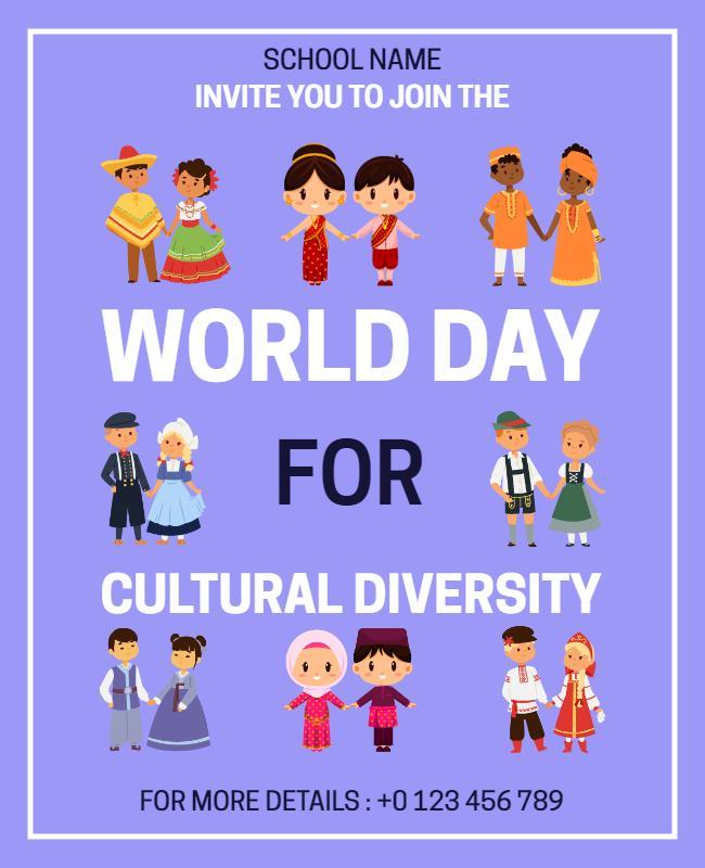 Playful Cartoon Style World Day for Cultural Diversity Poster Template