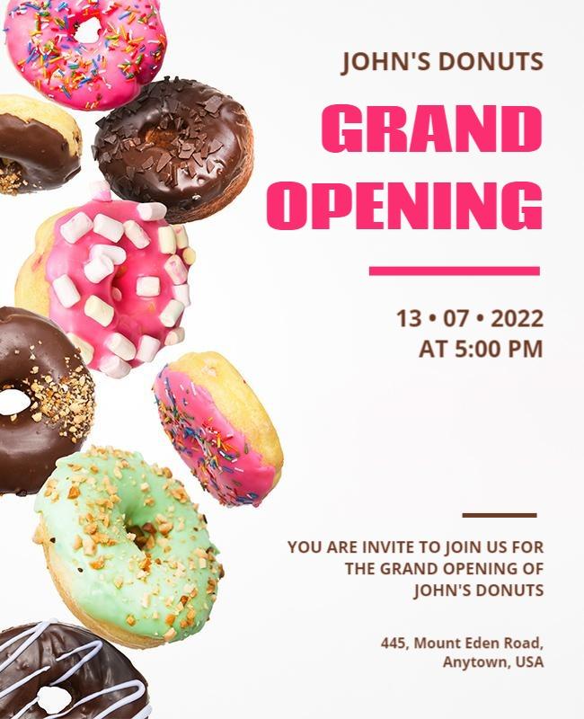 Playful Colorful Donut Shop Grand Opening Poster Template