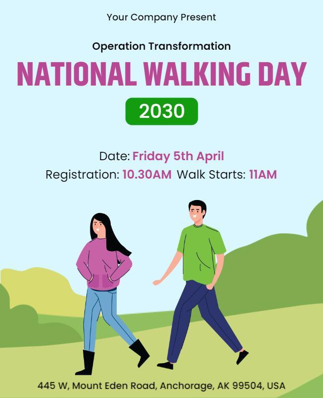 Playful Green National Walking Day Community Event Poster Template