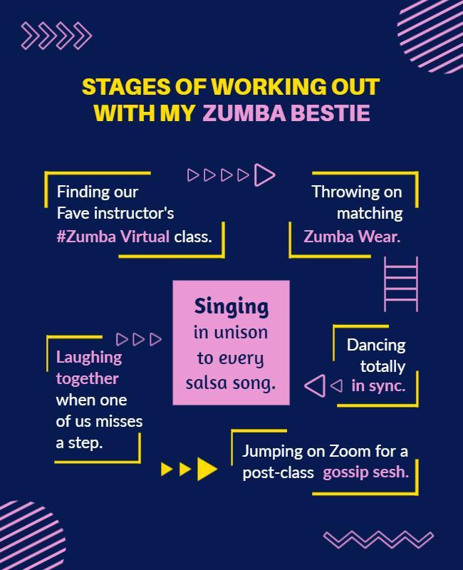 Playful Neon Zumba Workout Stages with Bestie Poster Template