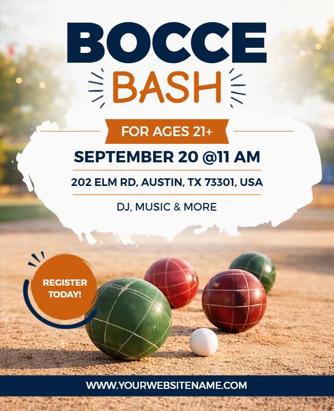 Playful Outdoor Bocce Bash for Adults Flyer Template