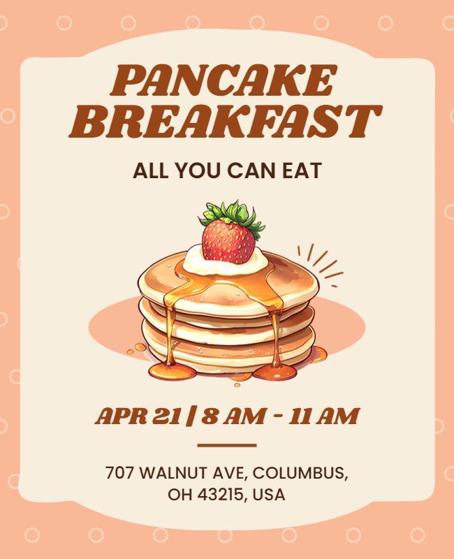 Playful Pancake Breakfast Event Invitation Poster Template