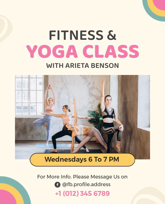 Playful Pastel Fitness and Yoga Class Poster Template