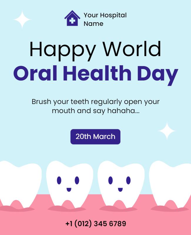 Playful Pink Happy World Oral Health Day Poster Template