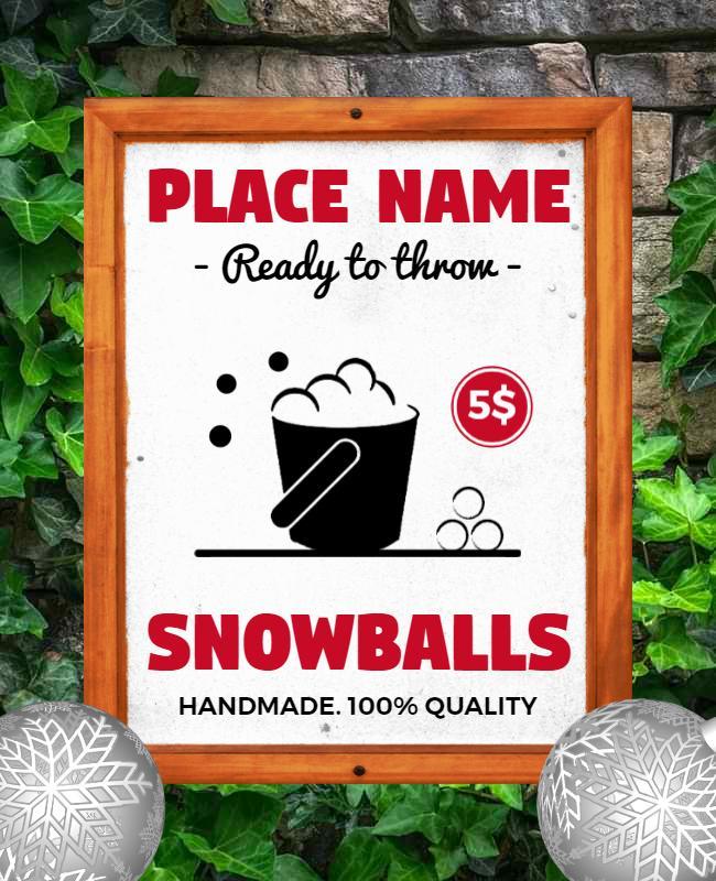 Playful Winter Snowball Stand Handmade Quality Poster Template