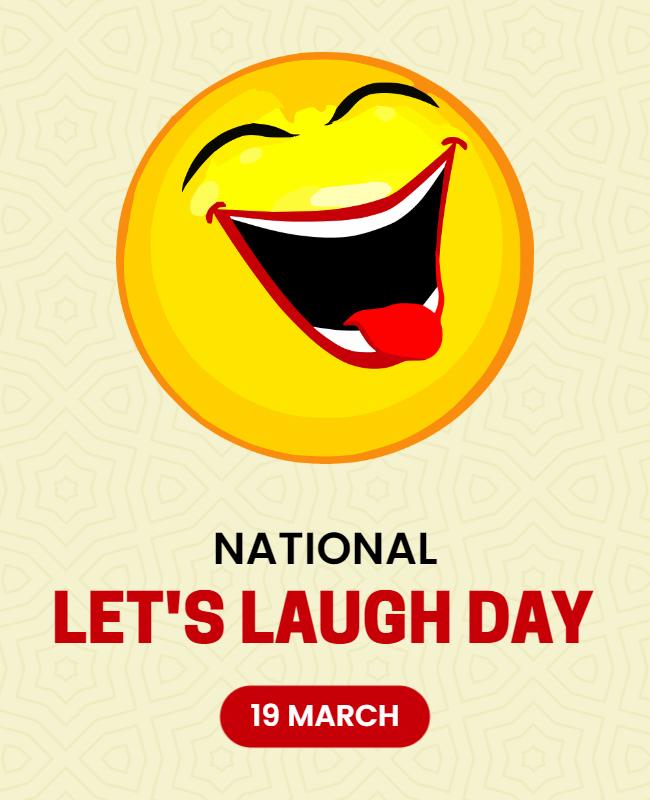 Playful Yellow Smiley National Let's Laugh Day Poster Template