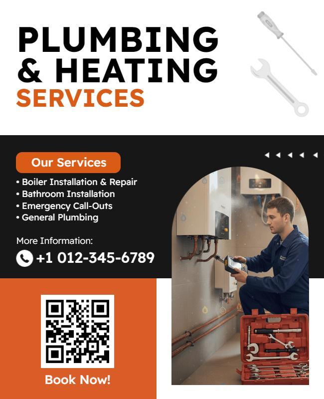 Plumbing and Heating Service Advertisement Flyer Template
