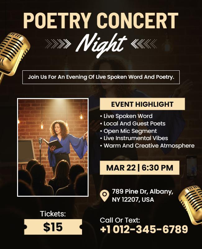 Poetry Concert Night Event Flyer Template