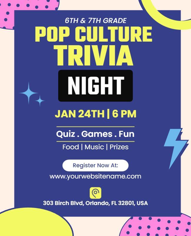 Pop Culture Trivia Night Event Flyer Template