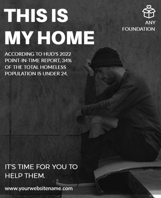 Powerful Black and White Homeless Awareness Poster Template