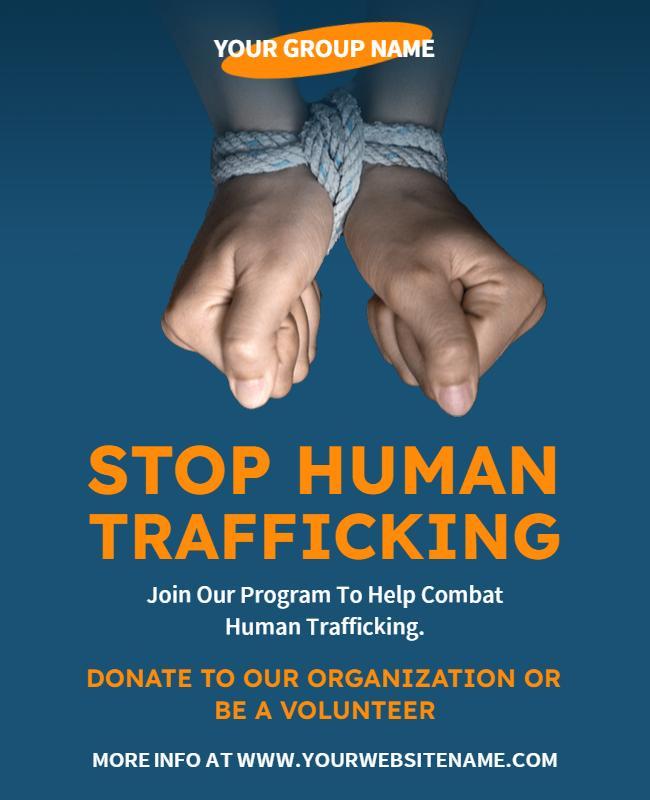 Powerful Blue Anti-Human Trafficking Awareness Poster Template