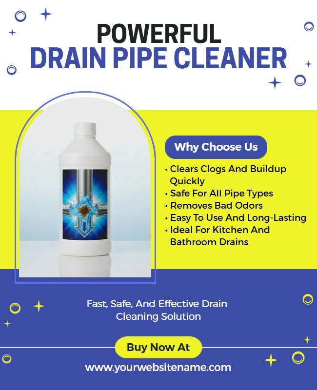 Powerful Drain Pipe Cleaner Solution Flyer Template