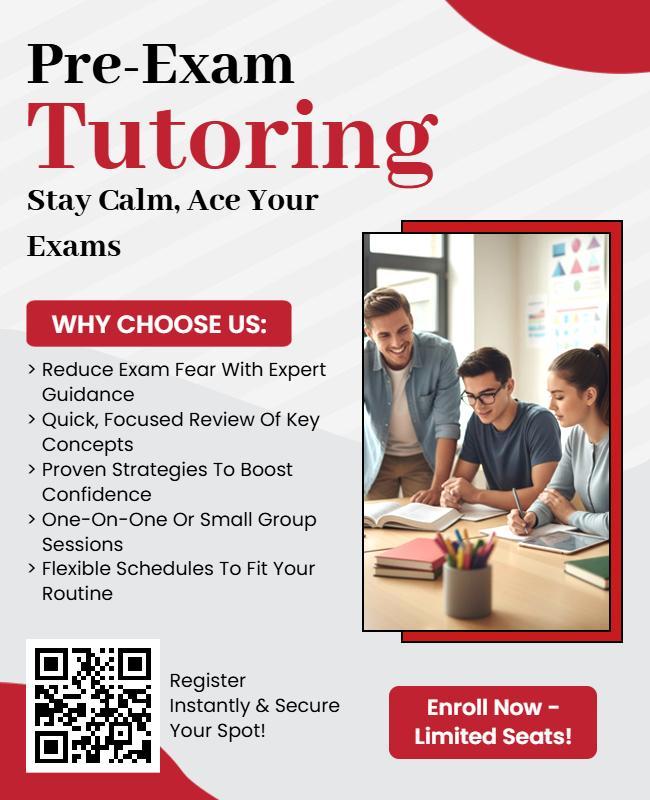 Pre-Exam Tutoring Services Promotional Flyer Template
