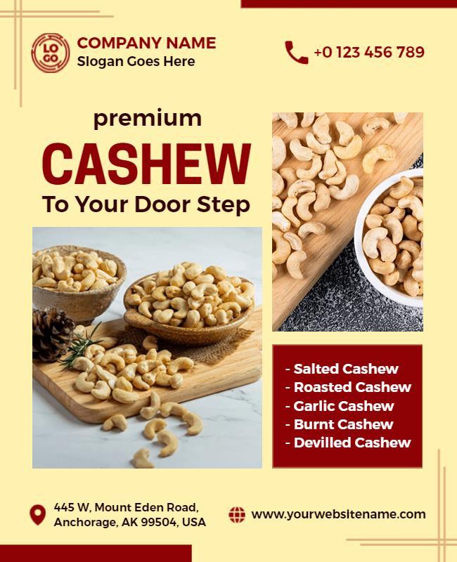 Premium Cashew Nuts Delivery Service Promotional Poster Template