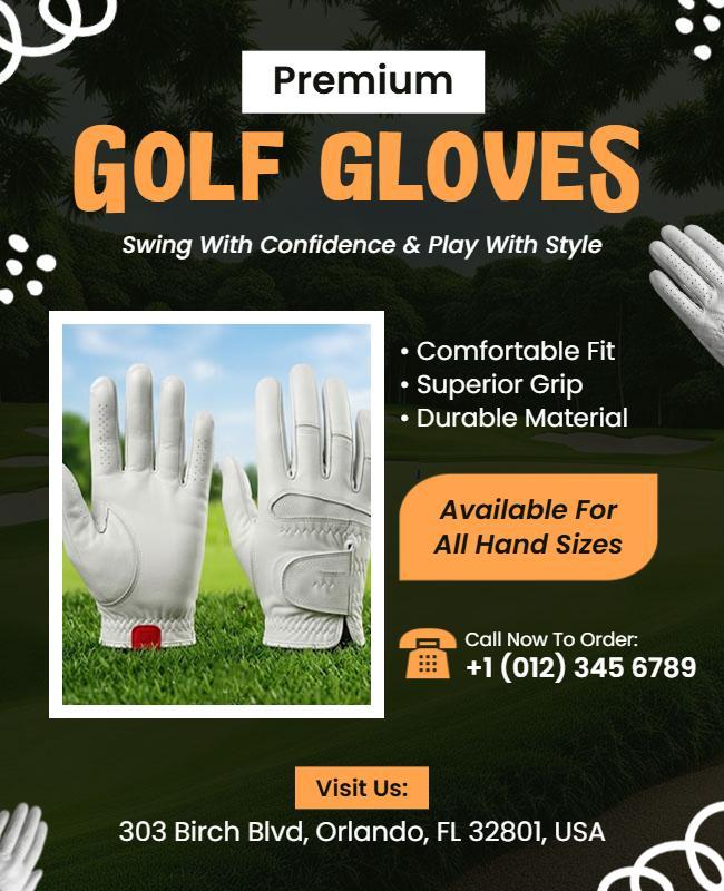 Premium Golf Gloves Advertising Flyer Template