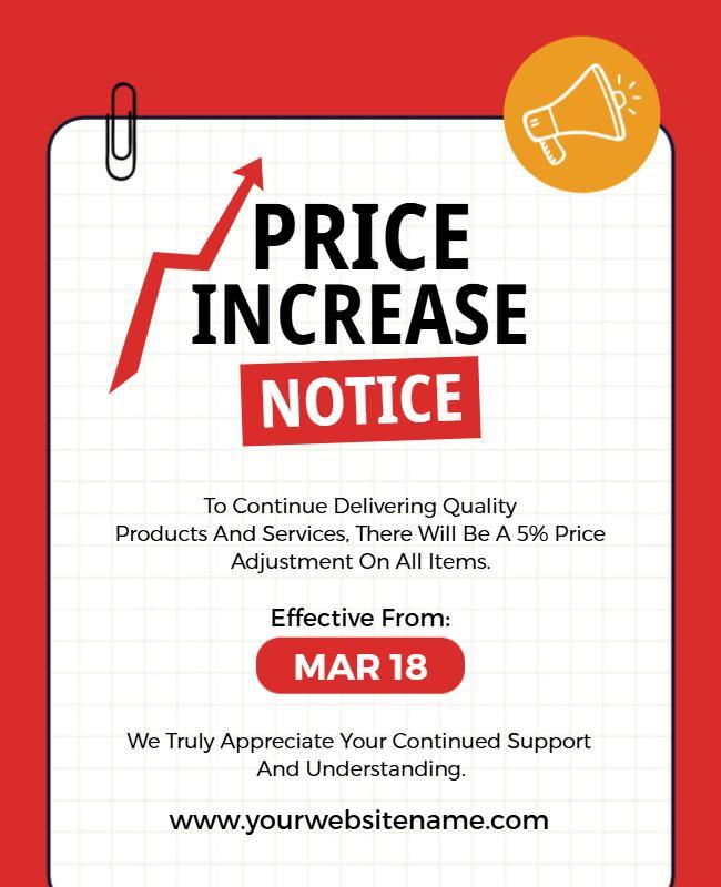 Price Increase Announcement Notice Poster Template