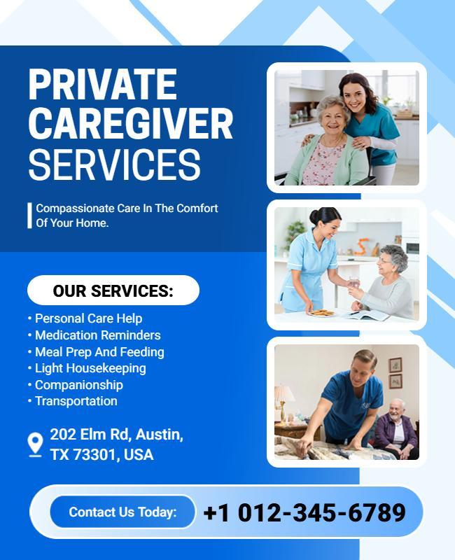 Private Caregiver Services Promotional Flyer Template