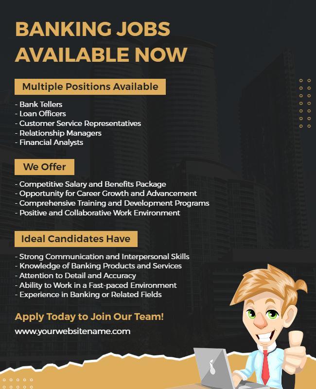 Professional Banking Job Opportunities Recruitment Poster Template