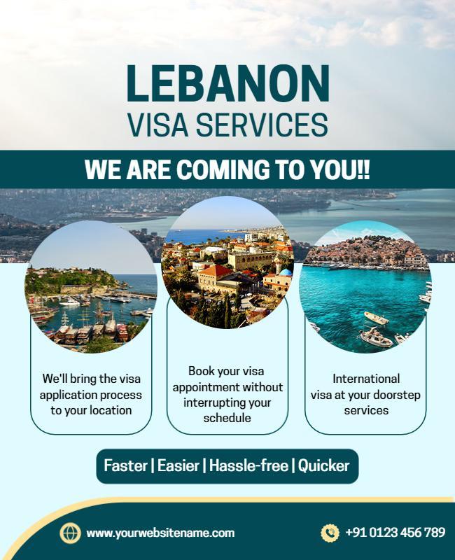 Professional Blue Lebanon Visa Services Appointment Poster Template