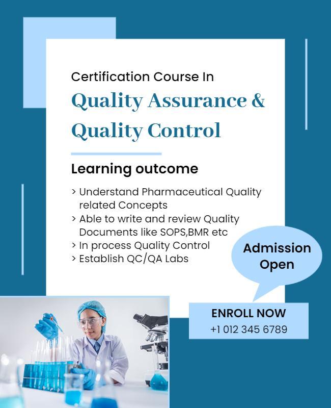 Professional Blue Quality Assurance and Control Course Poster Template