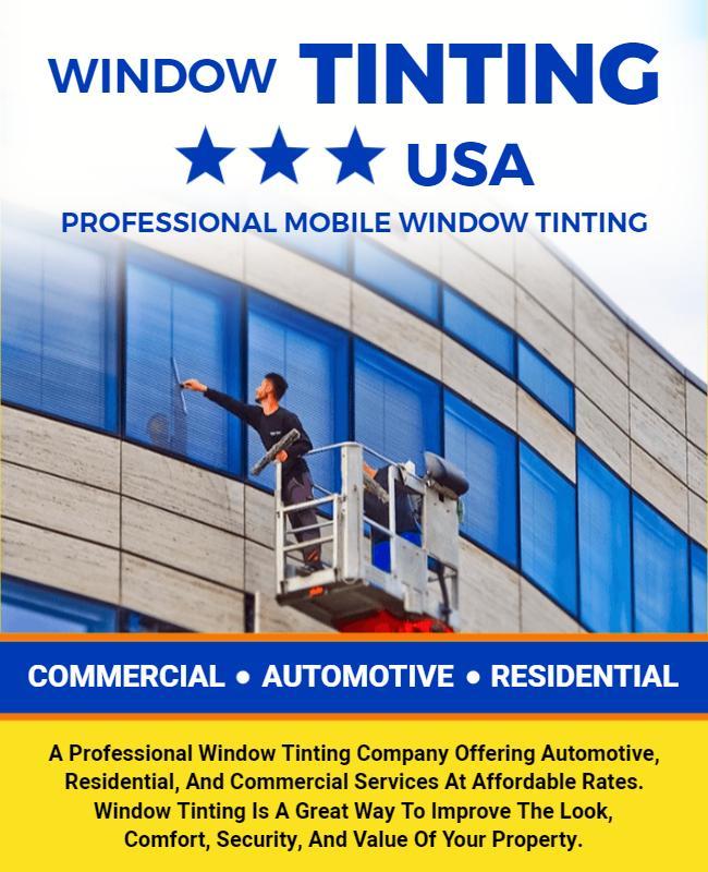 Professional Blue Window Tinting Services Advertising Poster Template