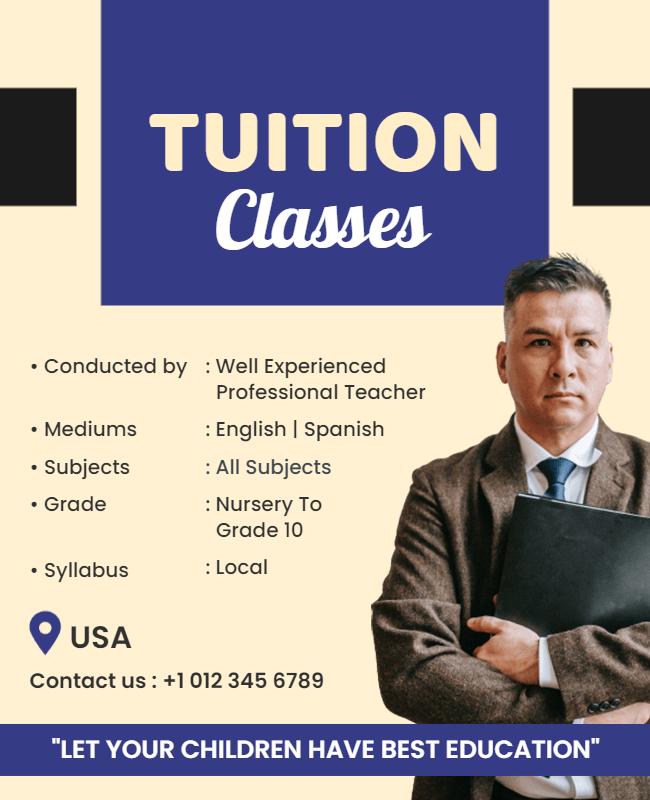 Professional Education Tuition Classes Services Poster Template